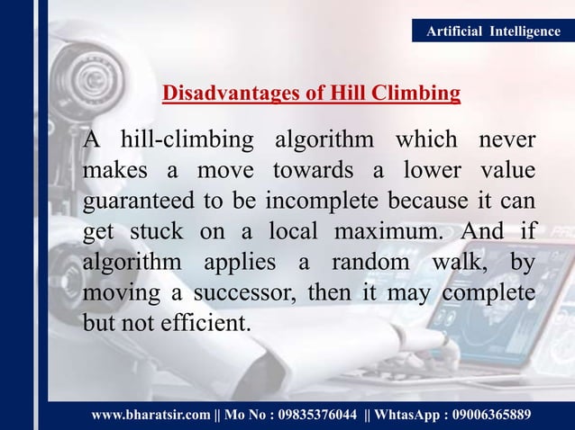 Hill Climbing Algorithm in Artificial Intelligence | PPTX