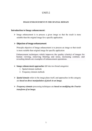 UNIT-2 image enhancement.pdf Image Processing Unit 2 AKTU | PDF