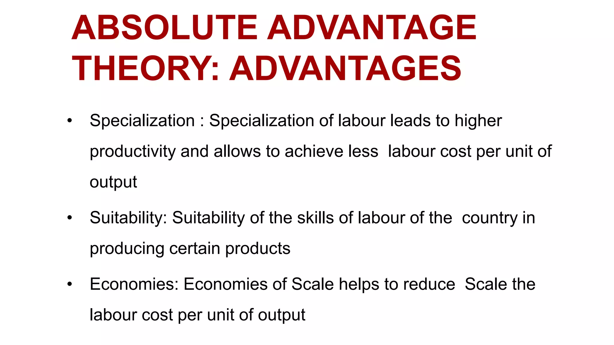 Unit -2 : lecture-2 (absolute advantage theory) | PPTX