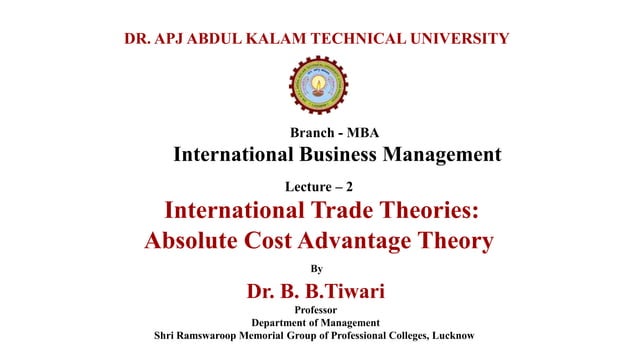 Unit -2 : lecture-2 (absolute advantage theory) | PPTX | Economy ...