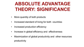Unit -2 : lecture-2 (absolute advantage theory) | PPTX