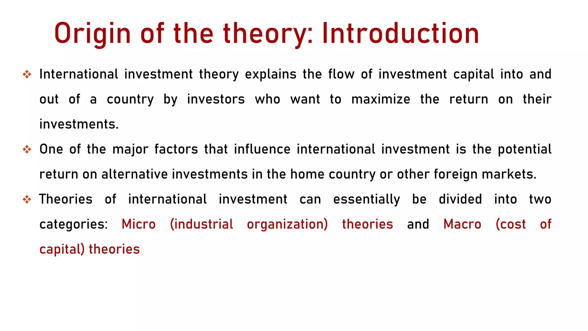 Unit -2 lecture-6 (international investment theory) | PDF