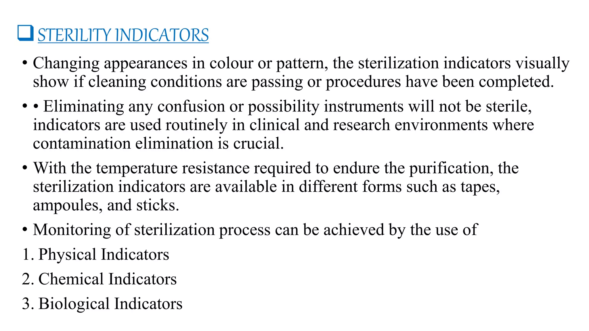 Evaluation of the efficiency of sterilization methods. Sterility ...