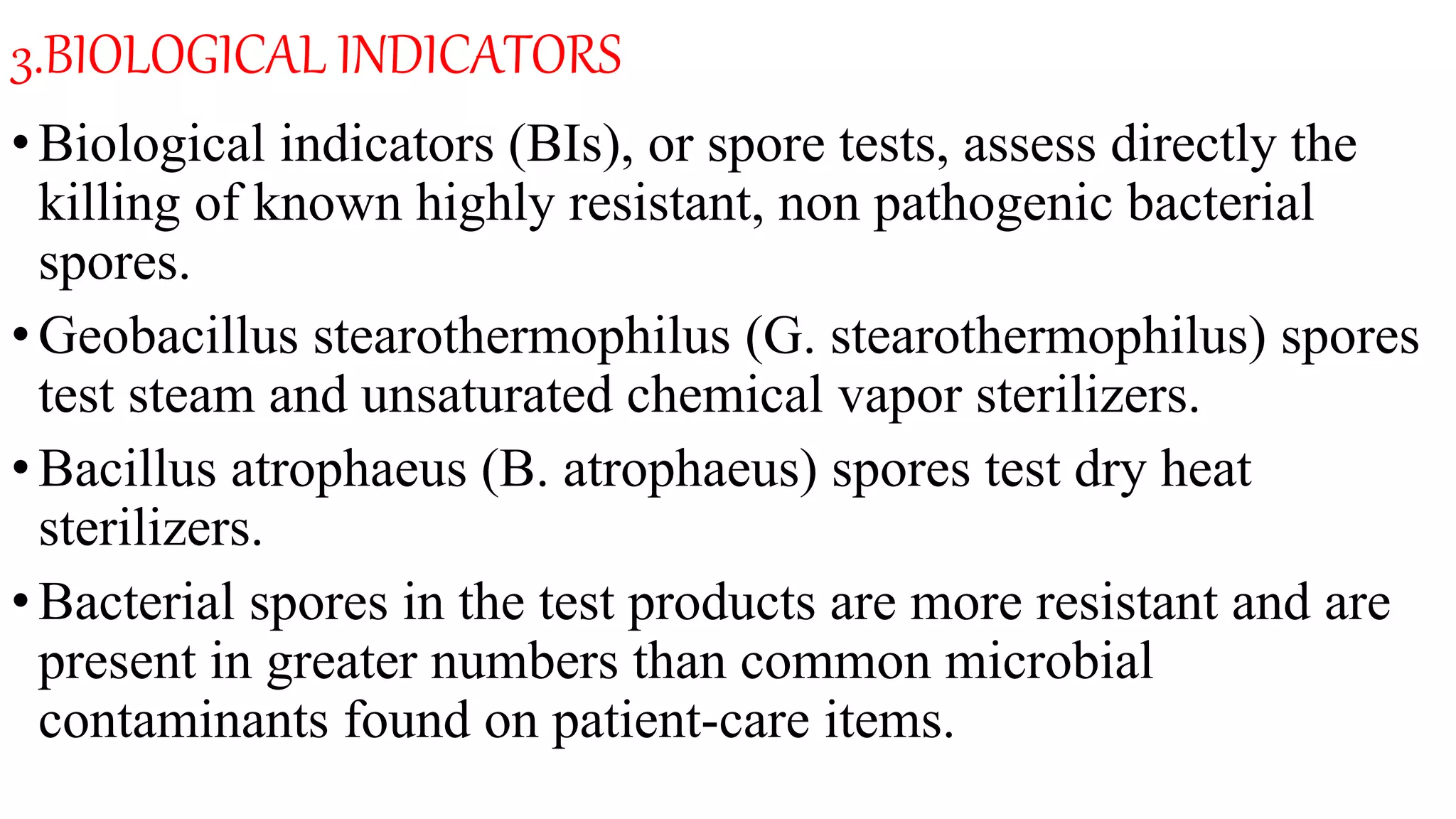 Evaluation of the efficiency of sterilization methods. Sterility indicators | PPTX