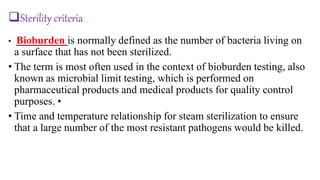 Evaluation of the efficiency of sterilization methods. Sterility ...