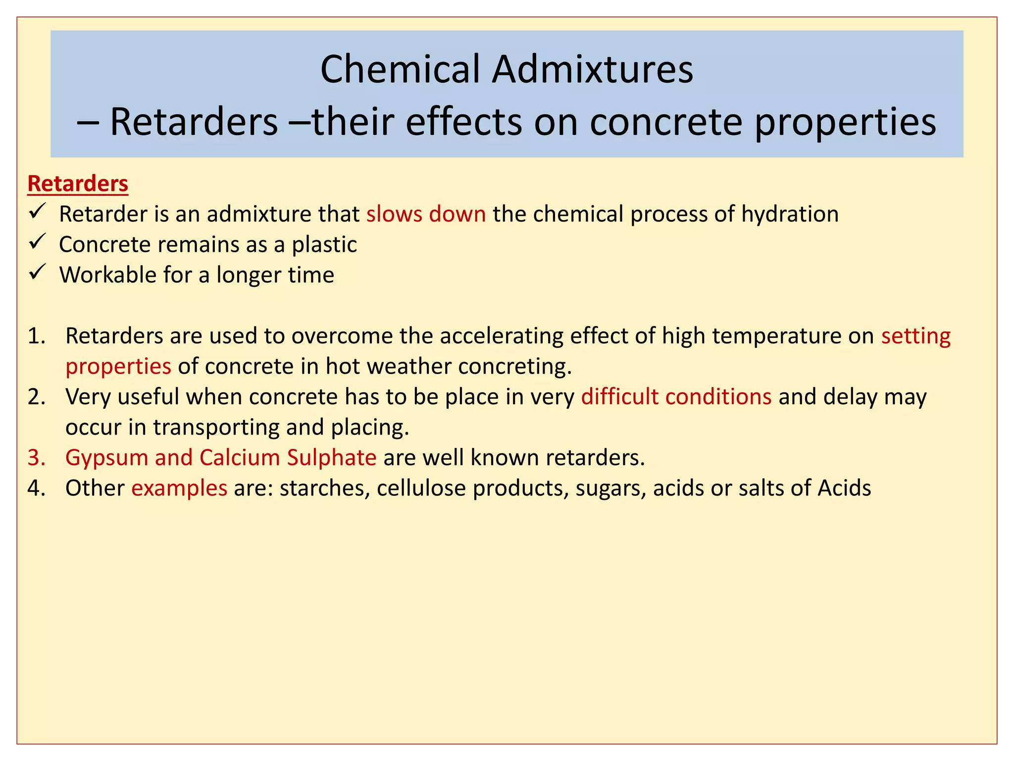 Concrete Technology: Chemical and Mineral Admixture | PPTX