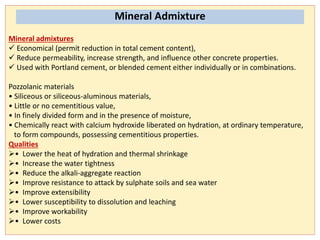 Concrete Technology: Chemical and Mineral Admixture | PPTX