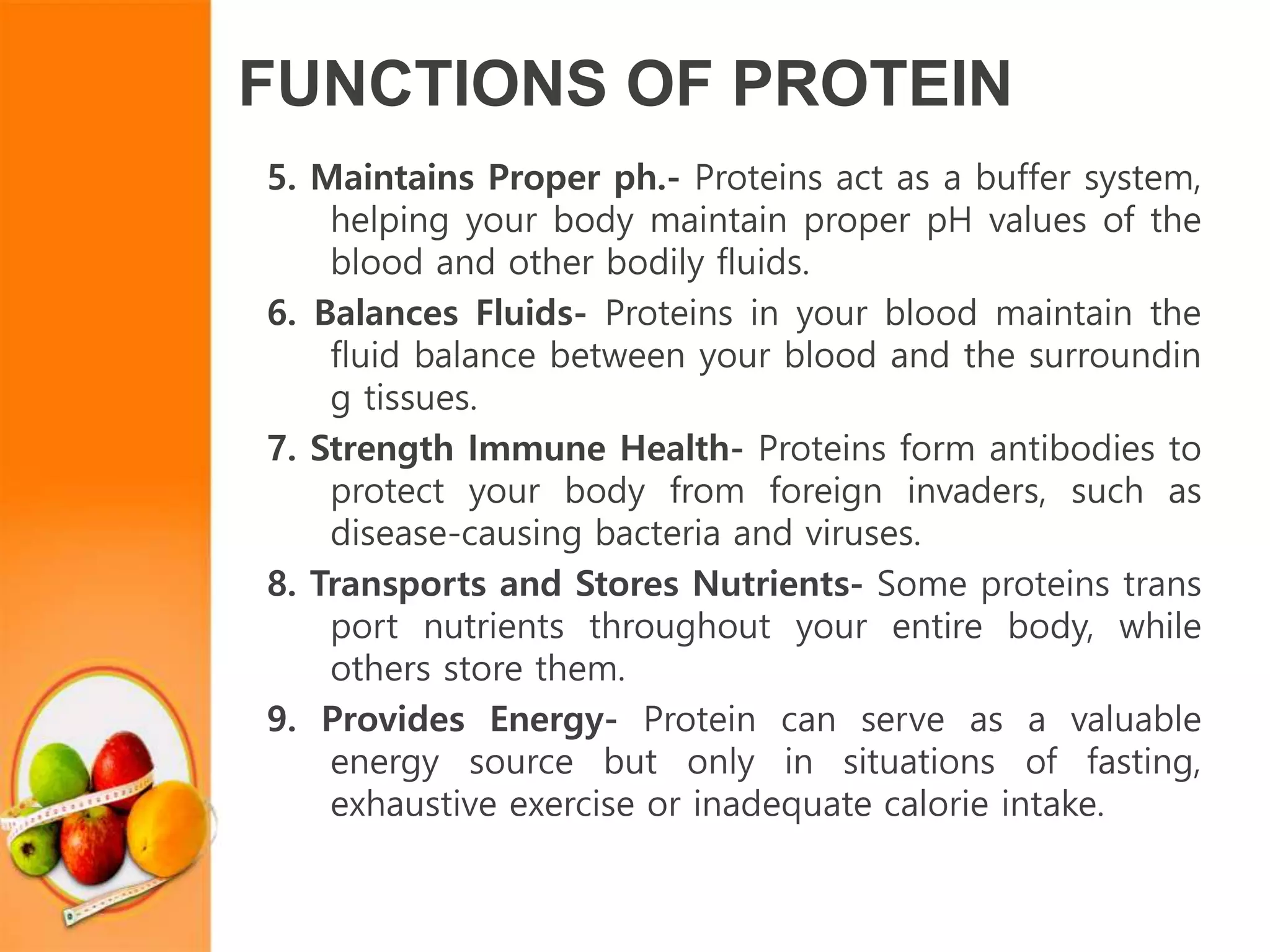 Proteins classification, source, function & RDA | PPTX