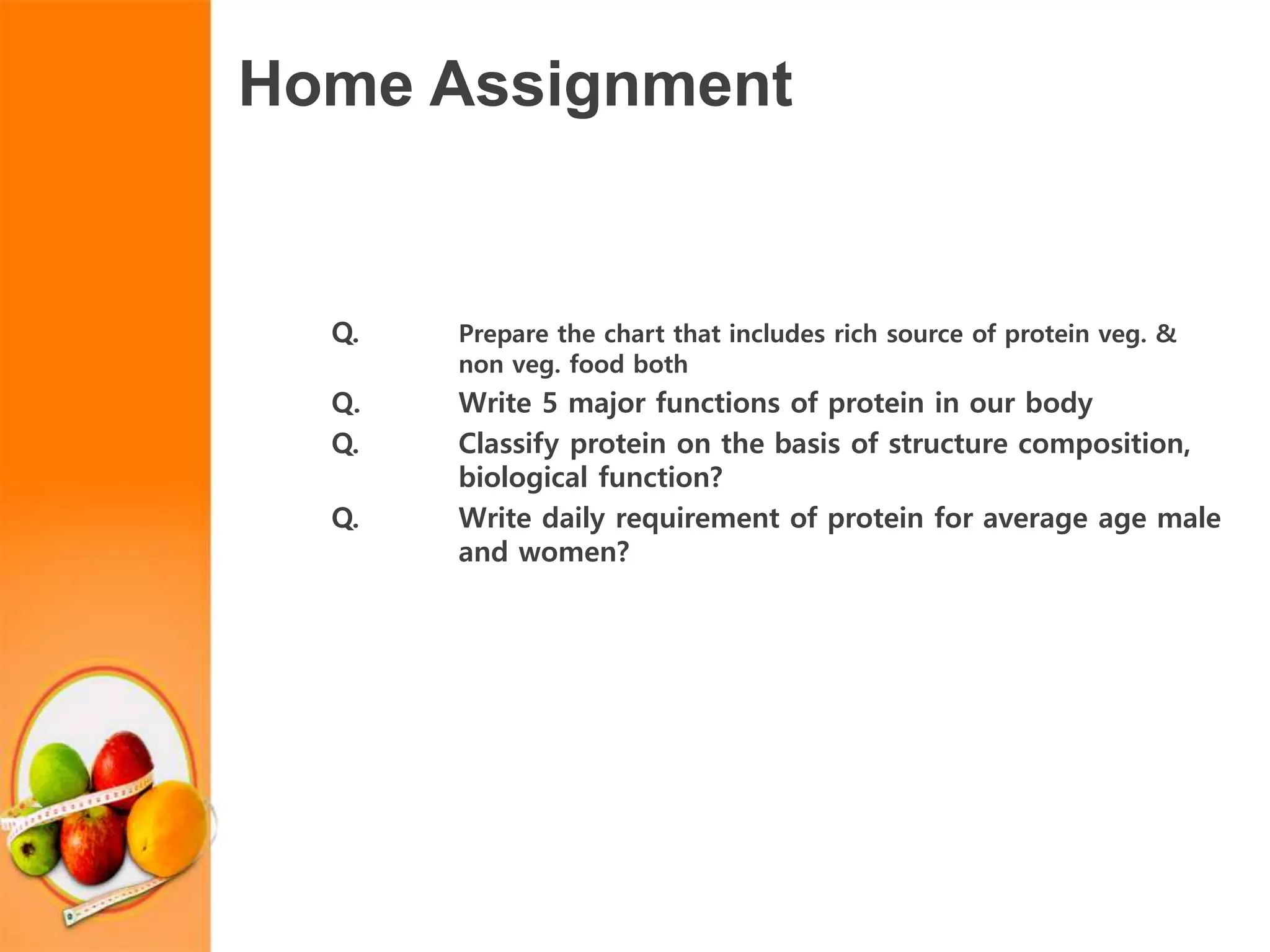 Proteins classification, source, function & RDA | PPTX
