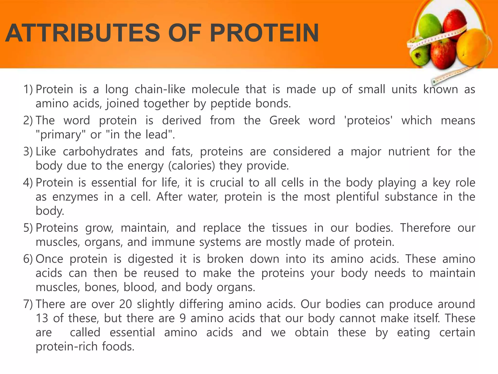 Proteins classification, source, function & RDA | PPTX