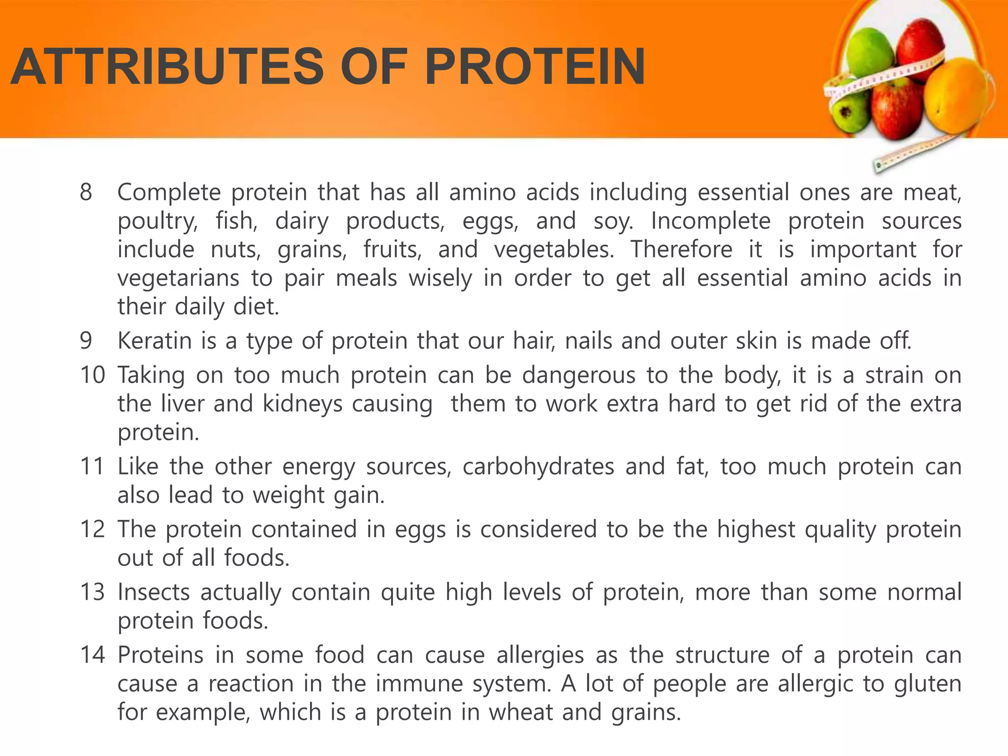 Proteins classification, source, function & RDA | PPTX