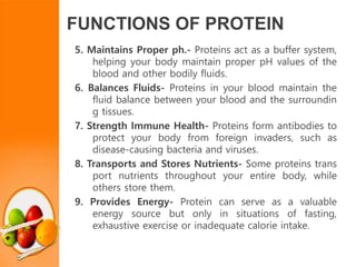 Proteins classification, source, function & RDA | PPTX