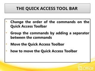 QAT- CUSTOMIZATION AND APPLICATIONS ) Excel | PPTX