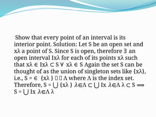 Unit -2 Real Analysis that explain the subspace, interior and closed ...