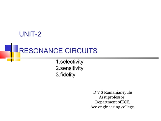 Unit 2 resonance circuit | PPT