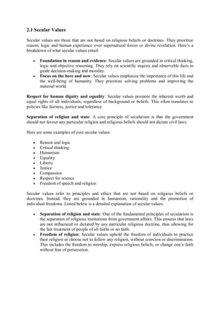 UNIT-2 SECULAR VALUES.pdf UNIT 2 NOTES 2M | PDF