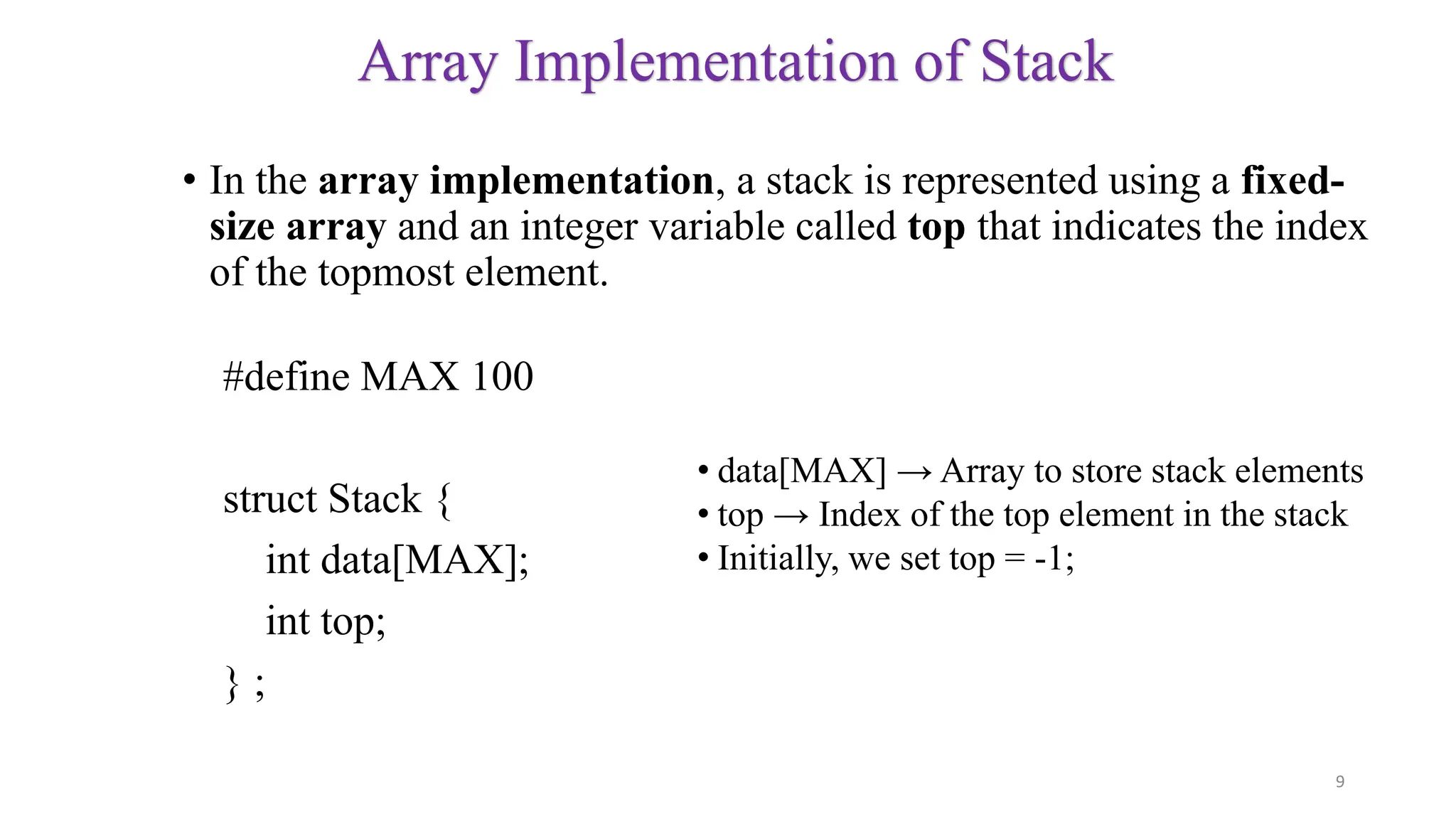 Unit - 2 Stack and Array Implementation in C | PDF