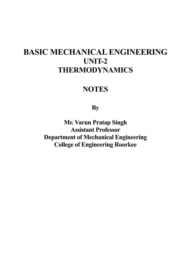 Unit 2: BASIC MECHANICAL ENGINEERING by varun pratap singh | PDF