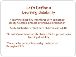 UNDERSTANDING LEARNING DISABILITIES | PPT
