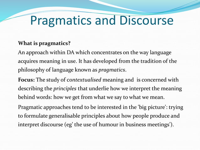 Pragmatics And Discourse Context And Speech Acts Pptx