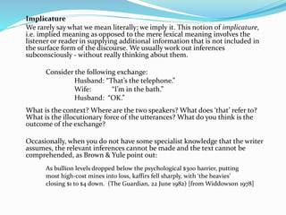 Pragmatics and Discourse , context & speech acts | PPTX