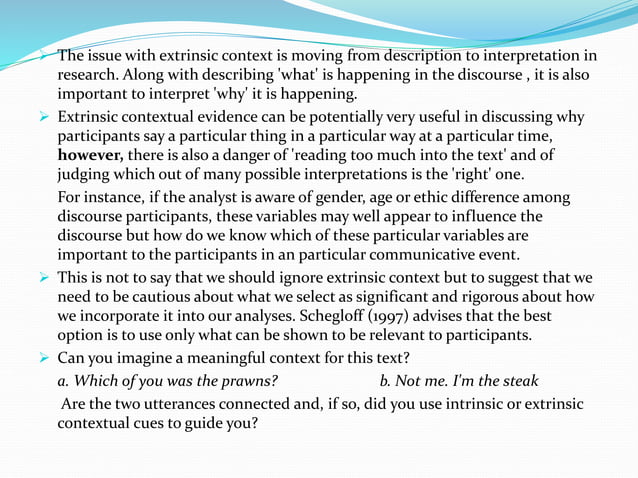 Pragmatics And Discourse Context And Speech Acts Pptx