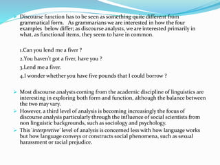 Pragmatics and Discourse , context & speech acts | PPTX