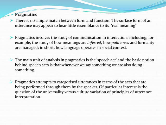 Pragmatics And Discourse Context And Speech Acts Pptx
