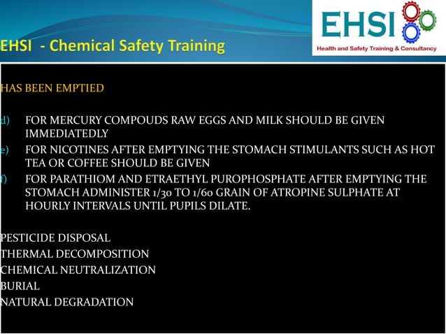 EHSI - Chemical Safety Training | PPT