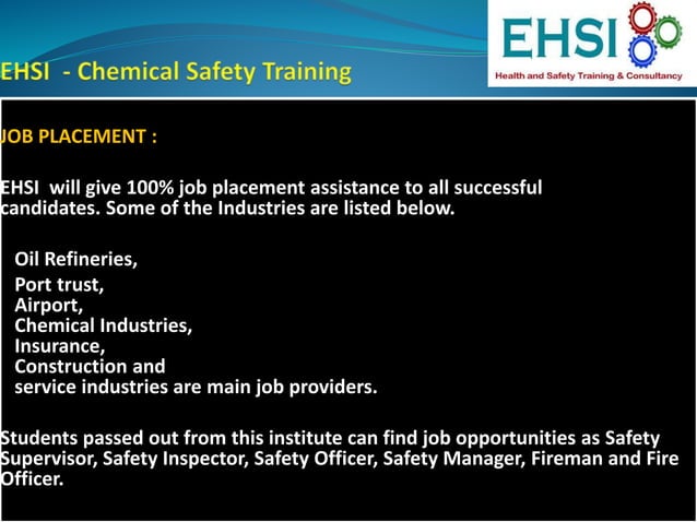 EHSI - Chemical Safety Training | PPT
