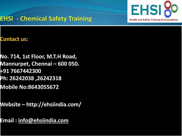 EHSI - Chemical Safety Training | PPT