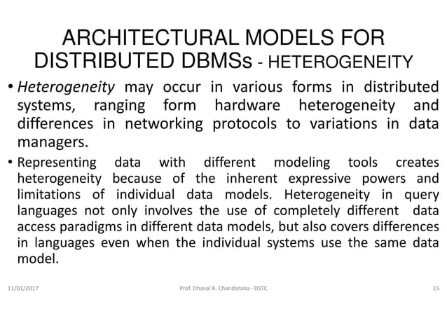 Distributed DBMS - Unit 3 - Distributed DBMS Architecture | PPT