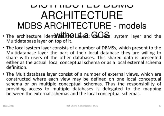 Distributed DBMS - Unit 3 - Distributed DBMS Architecture | PPT