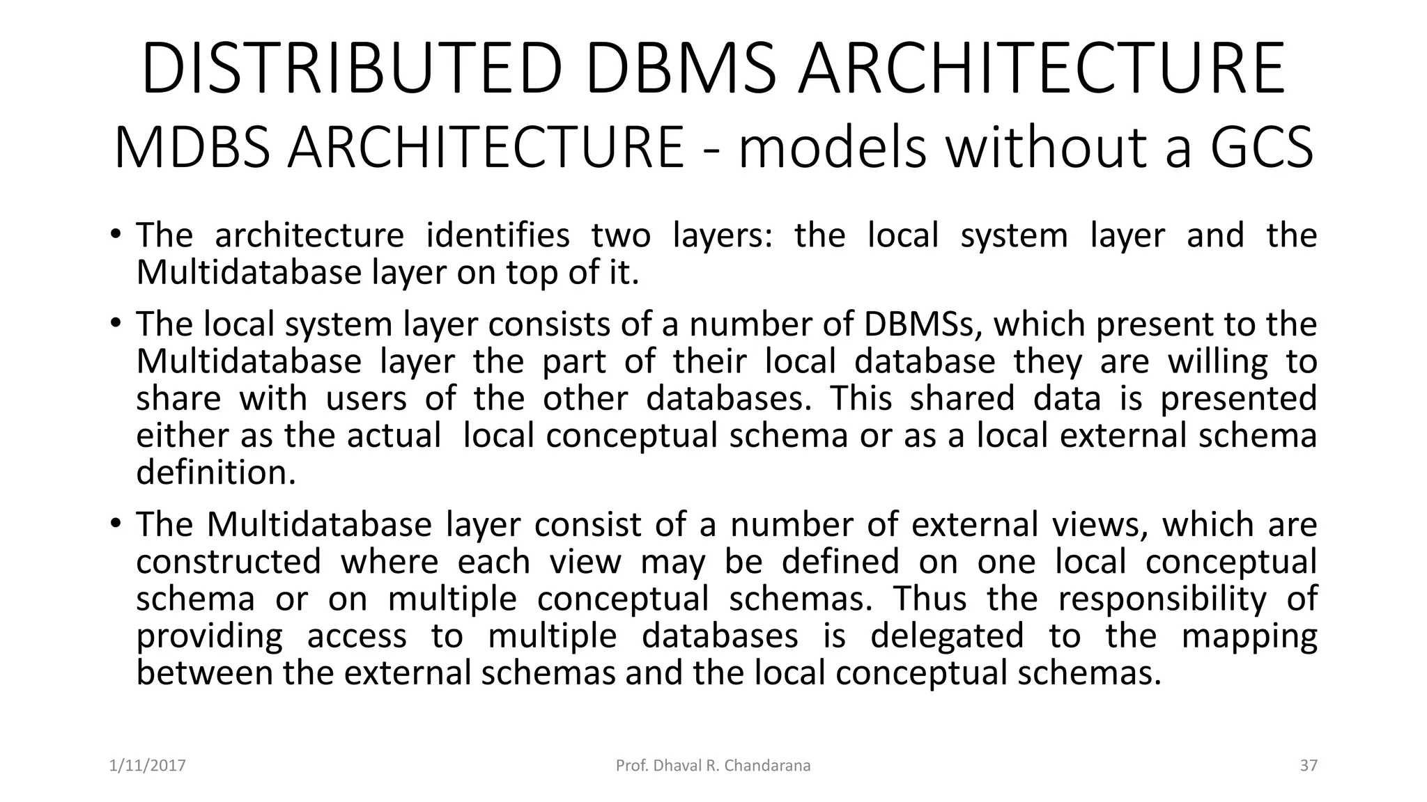 Distributed Dbms Unit 3 Distributed Dbms Architecture Ppt 4389