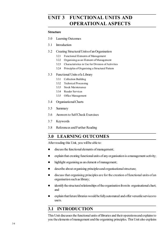 FUNCTIONAL UNITS AND OPERATIONAL ASPECTS