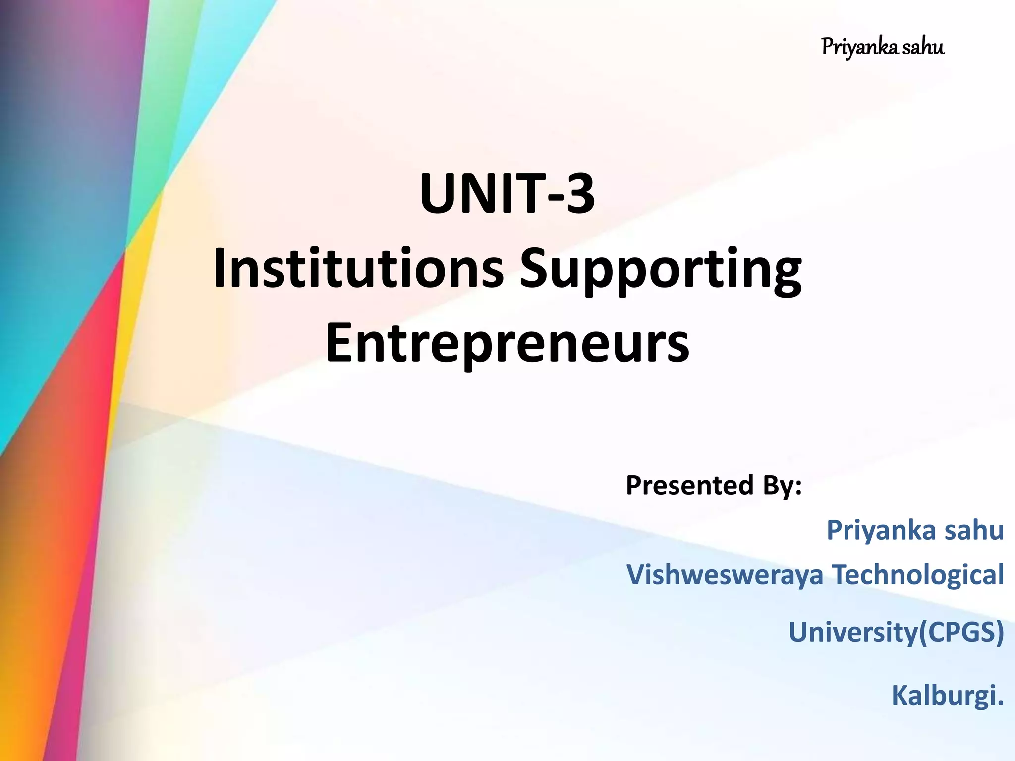 Institutions Supporting Entrepreneurs | PPTX
