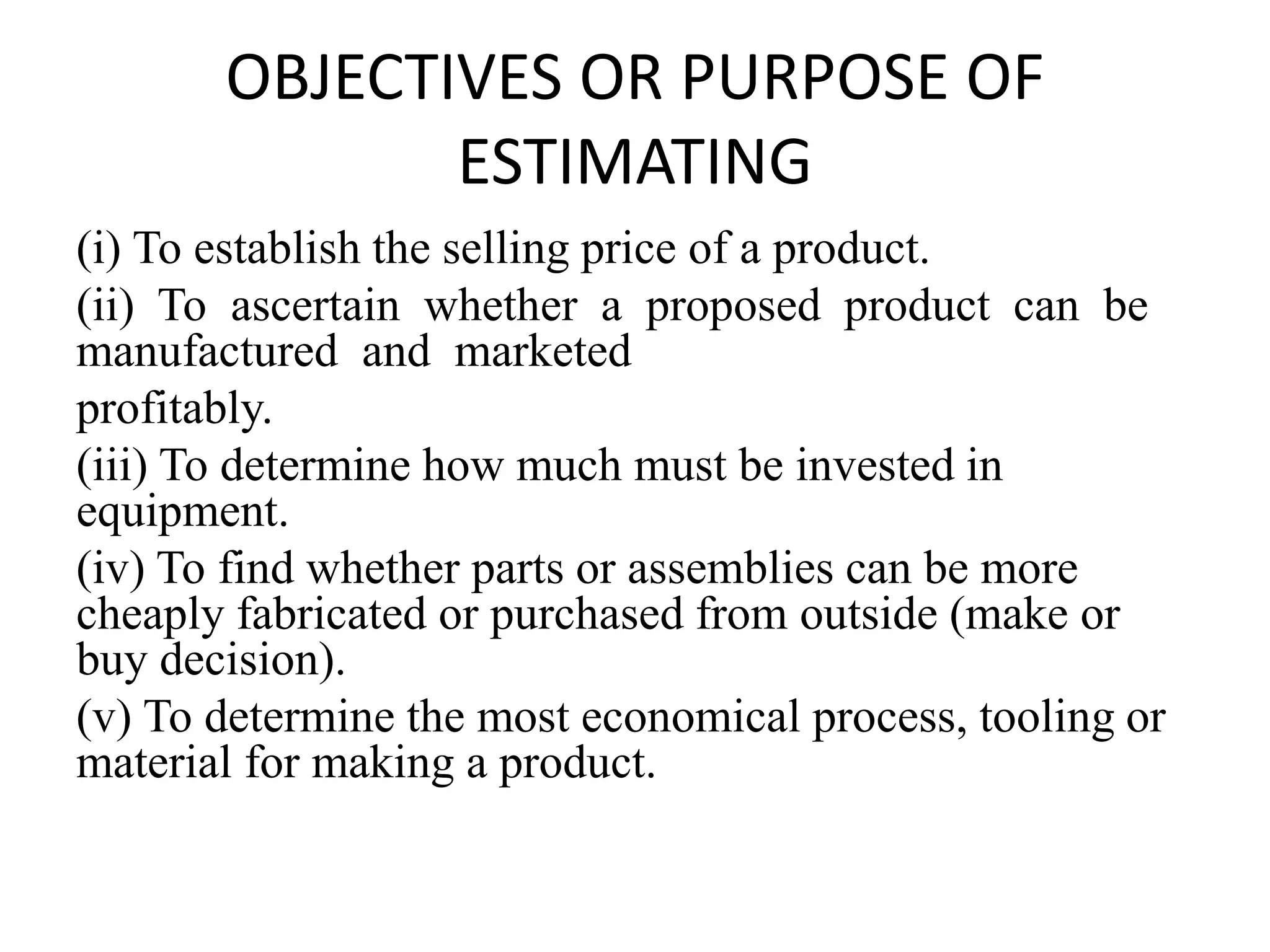 INTRODUCTION TO COST ESTIMATION | PPTX