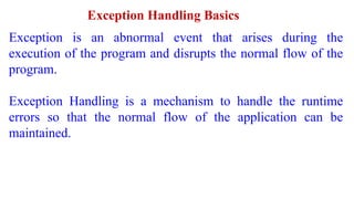 UNIT-3.pptx Exception Handling and Multithreading | PPTX