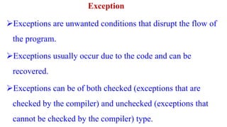 UNIT-3.pptx Exception Handling and Multithreading | PPTX