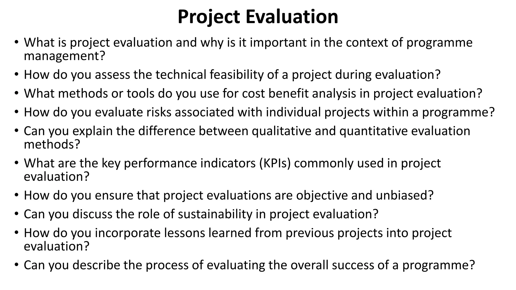 Programme Management & Project Evaluation | PPT