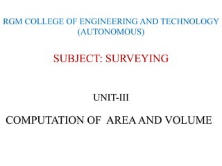BASIC SURVEYING - AREAS AND VOLUMES COMPUTATION | PPT