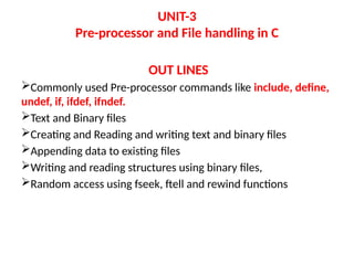 pre processor and file handling in c language ppt | PPT