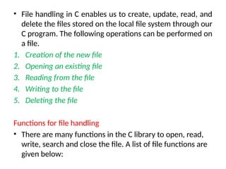 pre processor and file handling in c language ppt | PPT