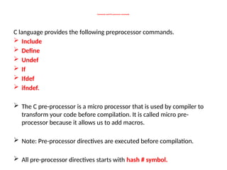pre processor and file handling in c language ppt | PPT