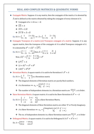real andcomplexmatricesquadraticforms | PDF | Physics | Science