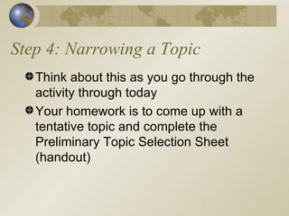 Unit 3 - Narowing a Topic & Evaluating Sources | PPT | Free Download