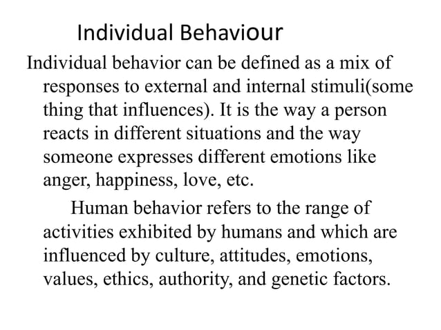 Foundation of Individual Behaviour | PPTX | Science