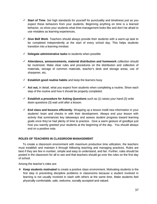 Classroom Management and Classroom Routines | PDF