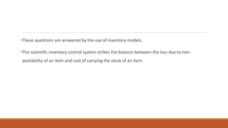 Inventory Control and Replacement Analysis | PPTX