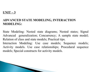 Unit 3(advanced state modeling & interaction meodelling) | PPT